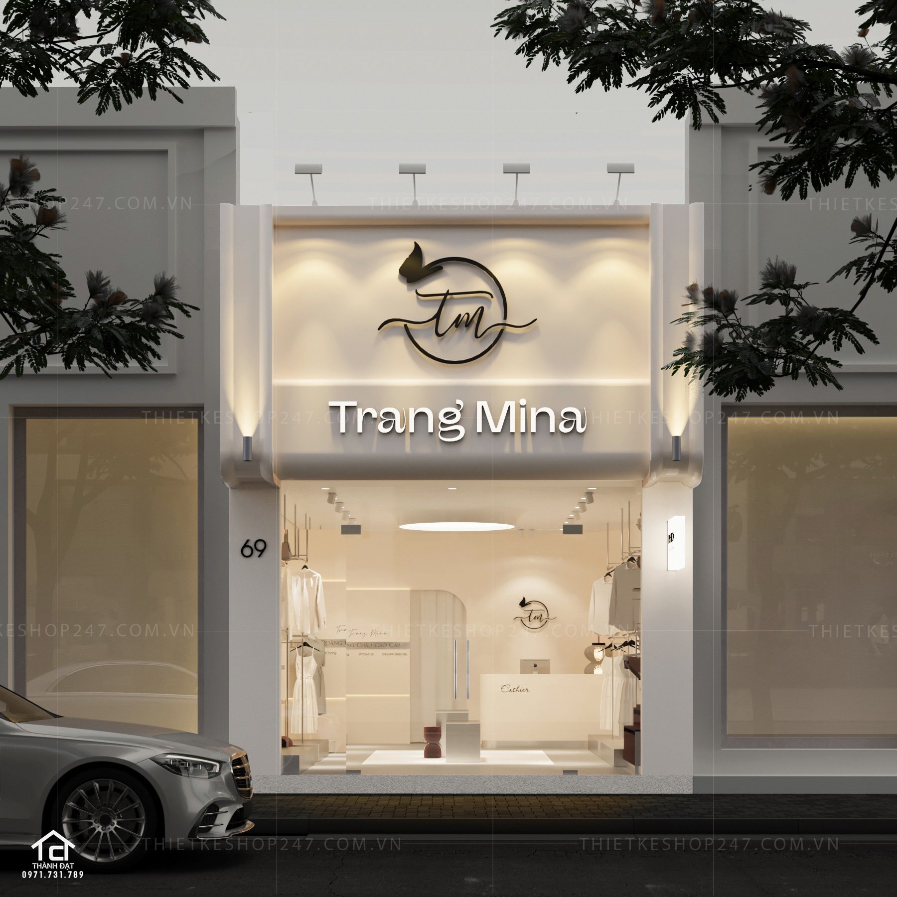 Mẫu thiết kế shop thời trang đẹp sang trọng và hiện đại – Trang Mina